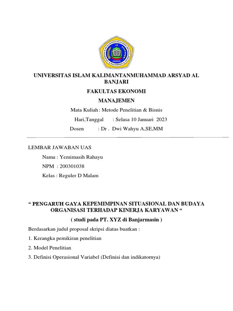 Uas Metode Penelitian Dan Bisnis | PDF