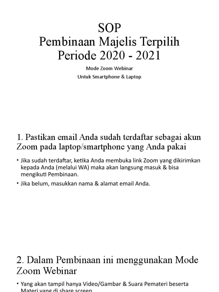 Panduan Pembinaan Zoom 2020-2021 | PDF
