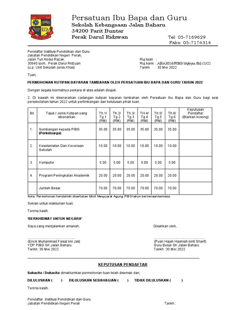Borang Permohonan Kutipan PIBG 2022 | PDF