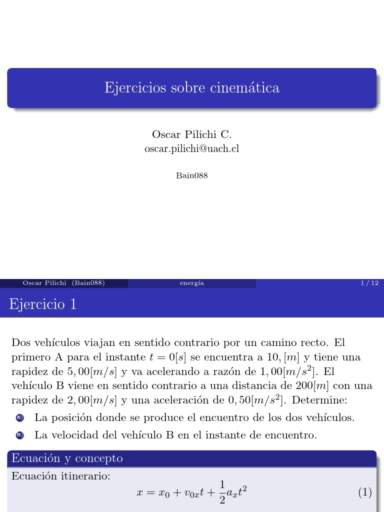Ejercicios Resueltos Cinemática | PDF | Cinemática | Velocidad