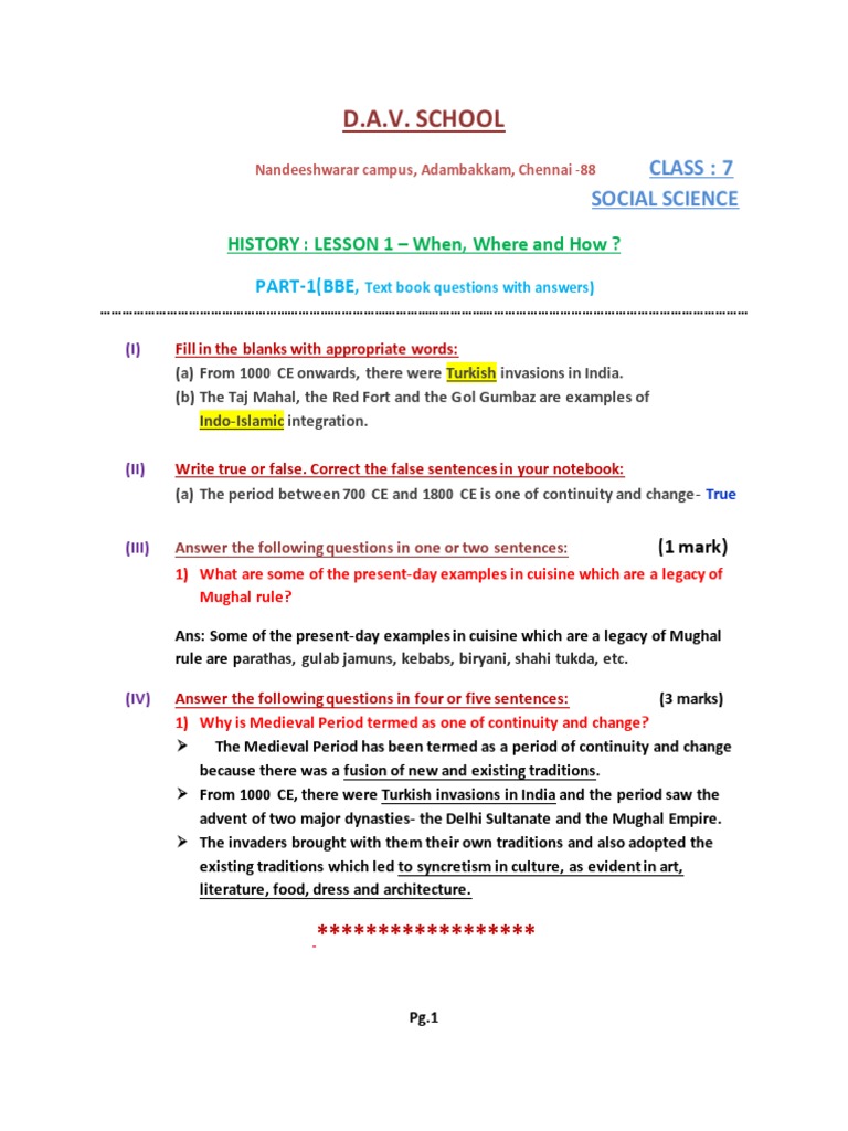 Class 7 History When Where and How 1619284416 | PDF