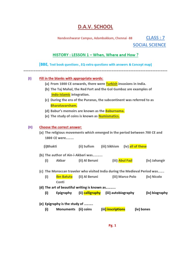 Class 7 His When Where How 1624199818 | PDF | South Asia