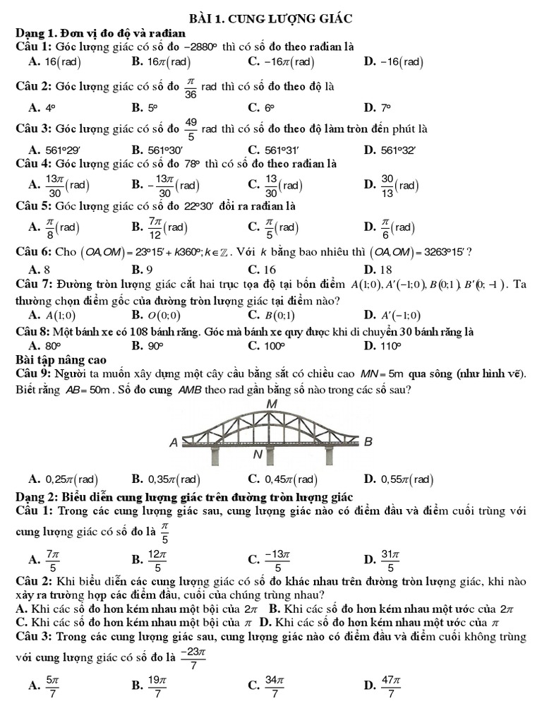 (18ban) Bài 1. CUNG LƯ NG GIÁC, GTLG, CTLG | PDF