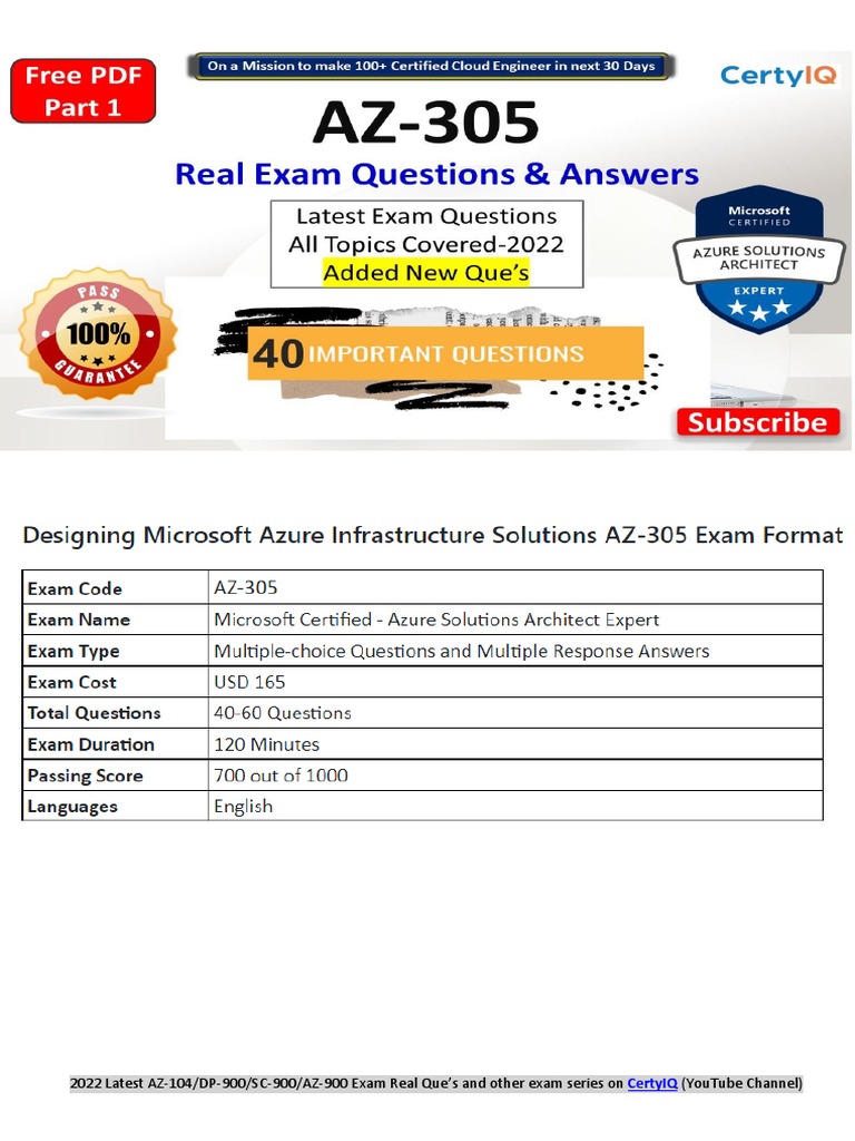 CertyIQ AZ-305 UpdatedExam Dumps-2022 Part 1 | PDF | Active Directory ...