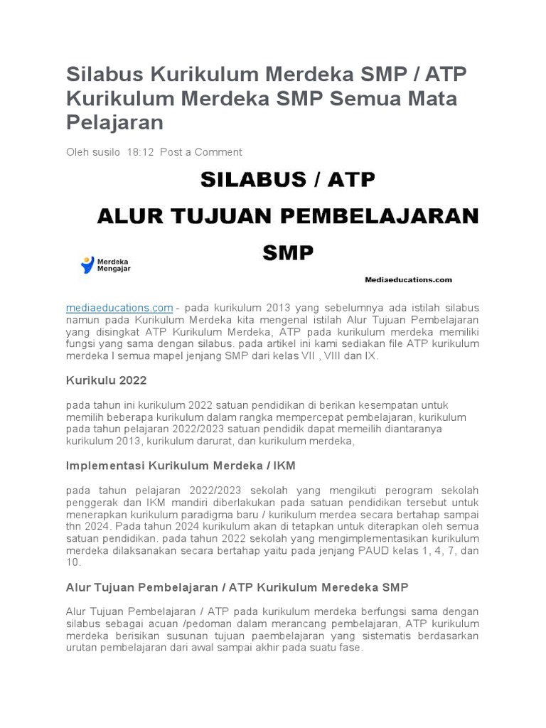 Silabus Kurikulum Merdeka SMP | PDF