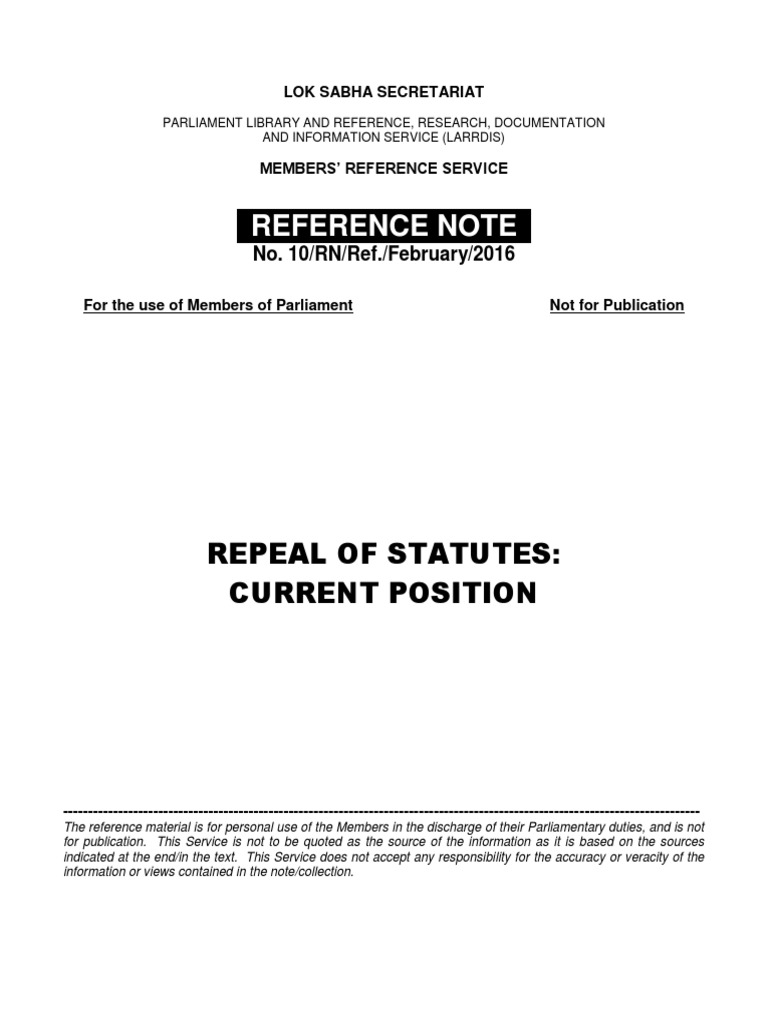Repeal of Statutes: Current Legal Insights | PDF | Repeal | Act Of ...