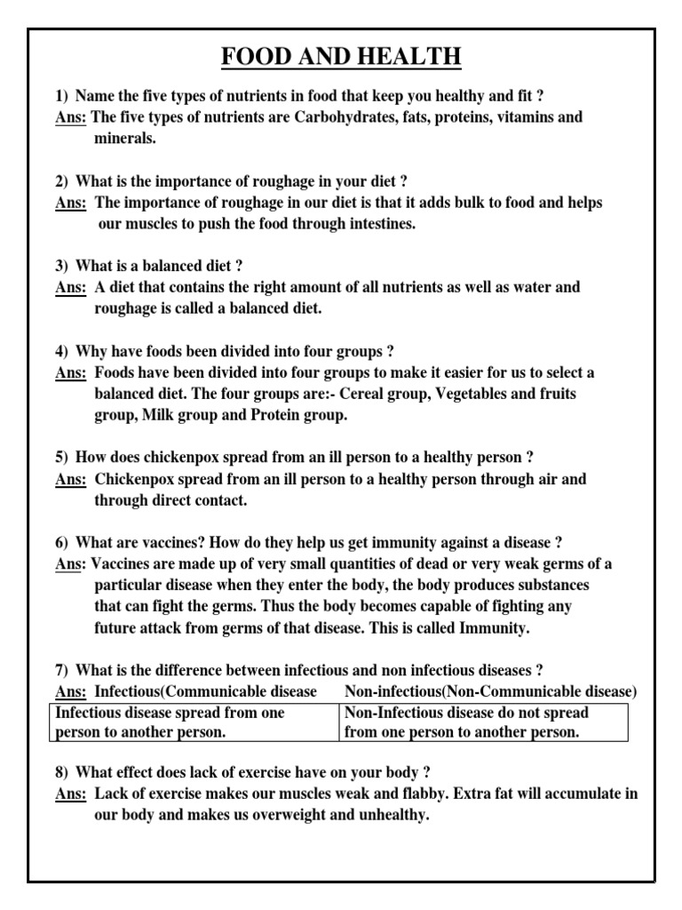 Science Notes (Food and Health) | PDF