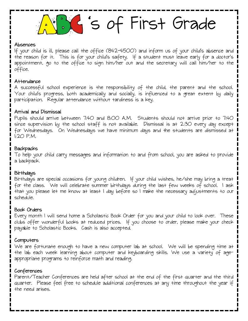 ABC's of First Grade | PDF