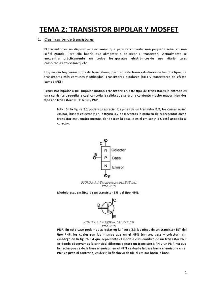 Transistores Bipolares y MOSFET: Guía Básica | PDF | Transistor de ...