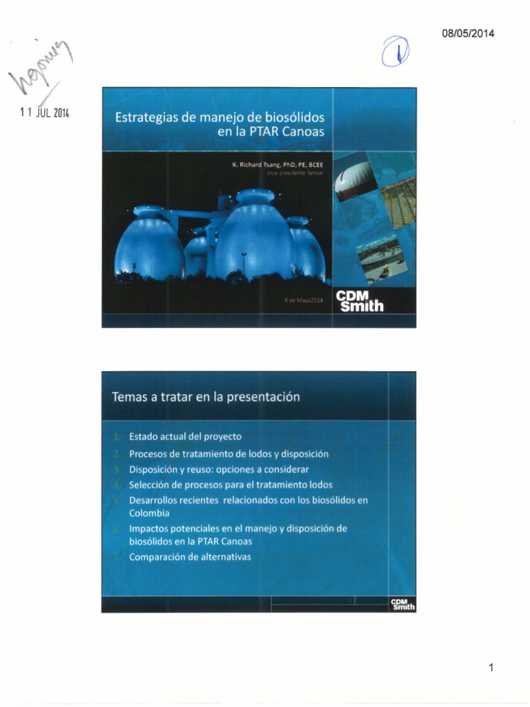 Estrategia Manejo Biosolidos - Ptar Canoas | PDF