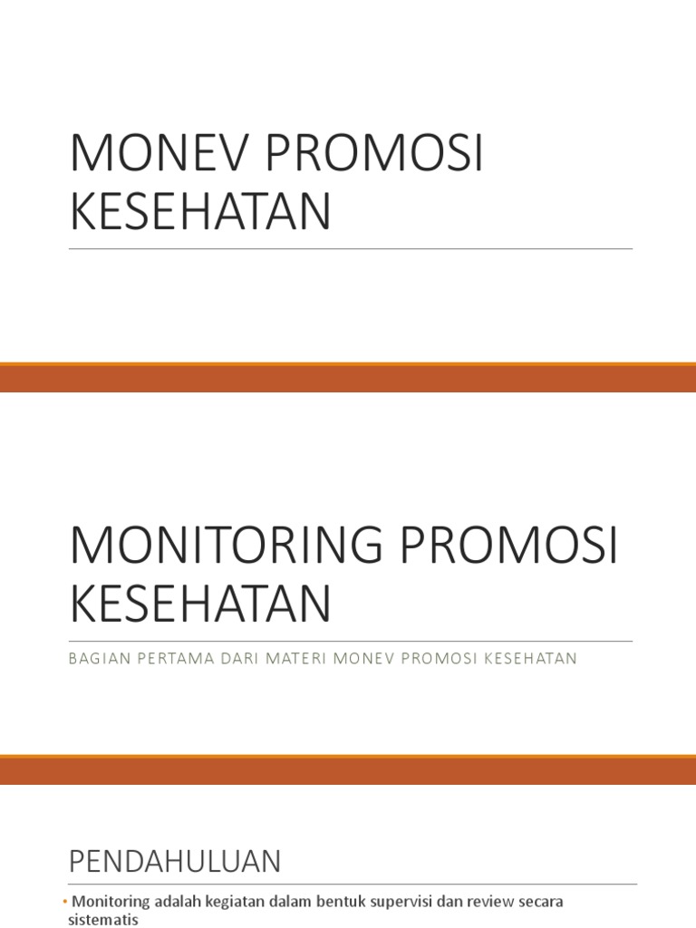 Monev Promosi Kesehatan: Panduan Lengkap | PDF | Karier & Perkembangan ...
