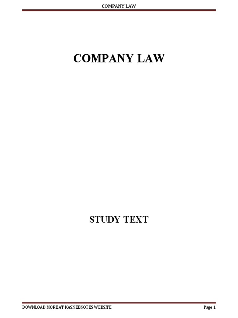 Company Law Notes | PDF | Partnership | Corporate Law