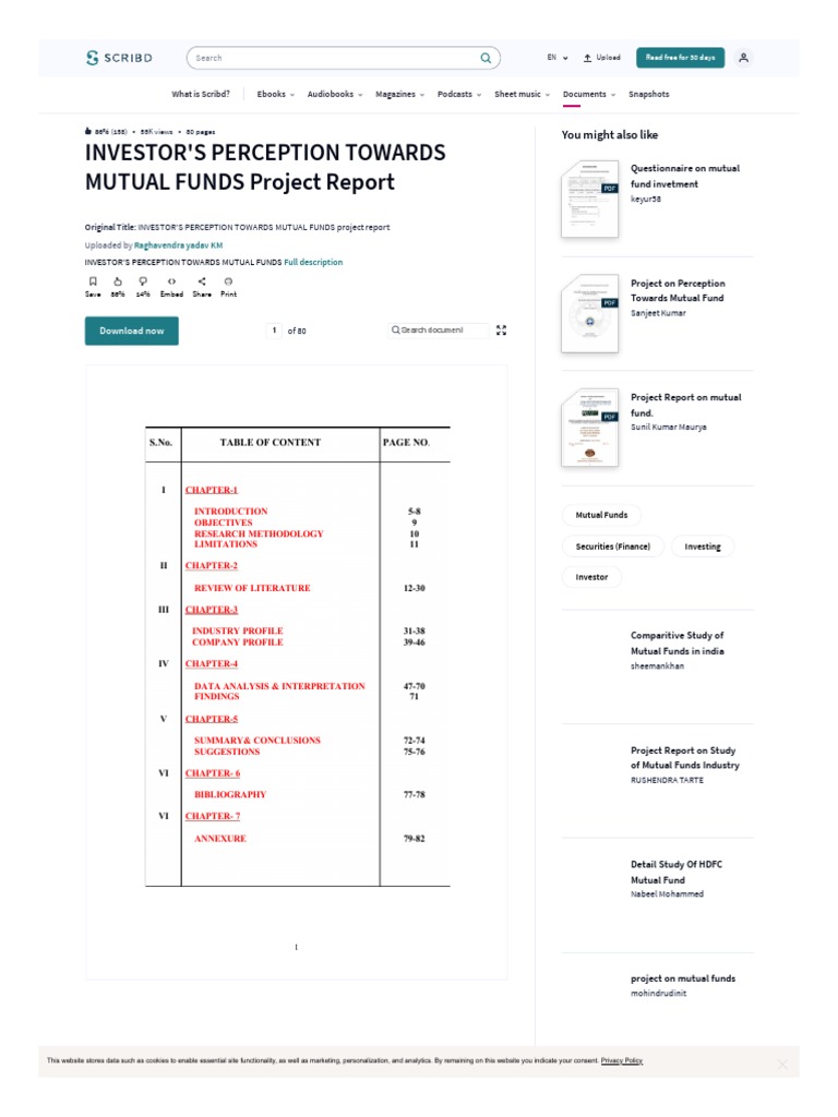 WWW Scribd Com Doc 100667269 Investor S Perception Towards Mutual Funds ... WWW Scribd Com Doc 100667269 Investor S Perception Towards Mutual Funds ...