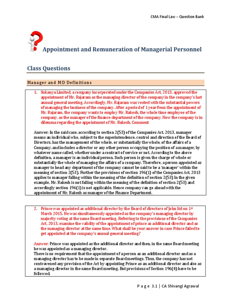 Managerial Remuneration QB | PDF | Loans | Credit