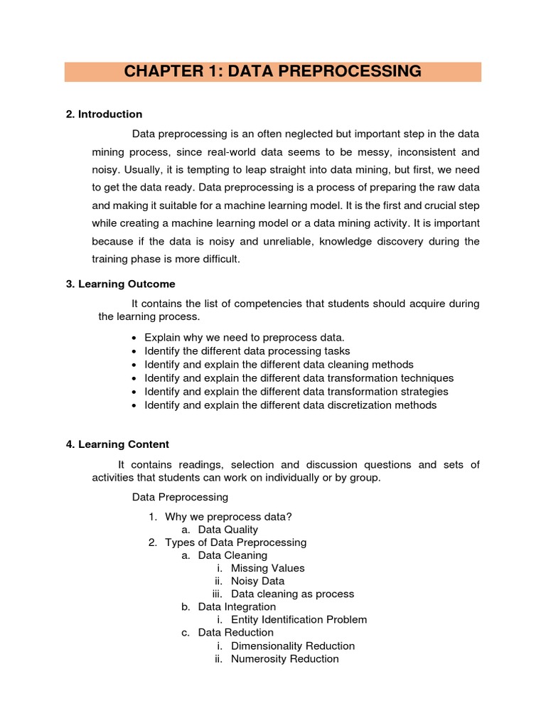 Chap 1 Data Preprocessing | PDF | Cluster Analysis | Data Compression Chap 1 Data Preprocessing | PDF | Cluster Analysis | Data Compression