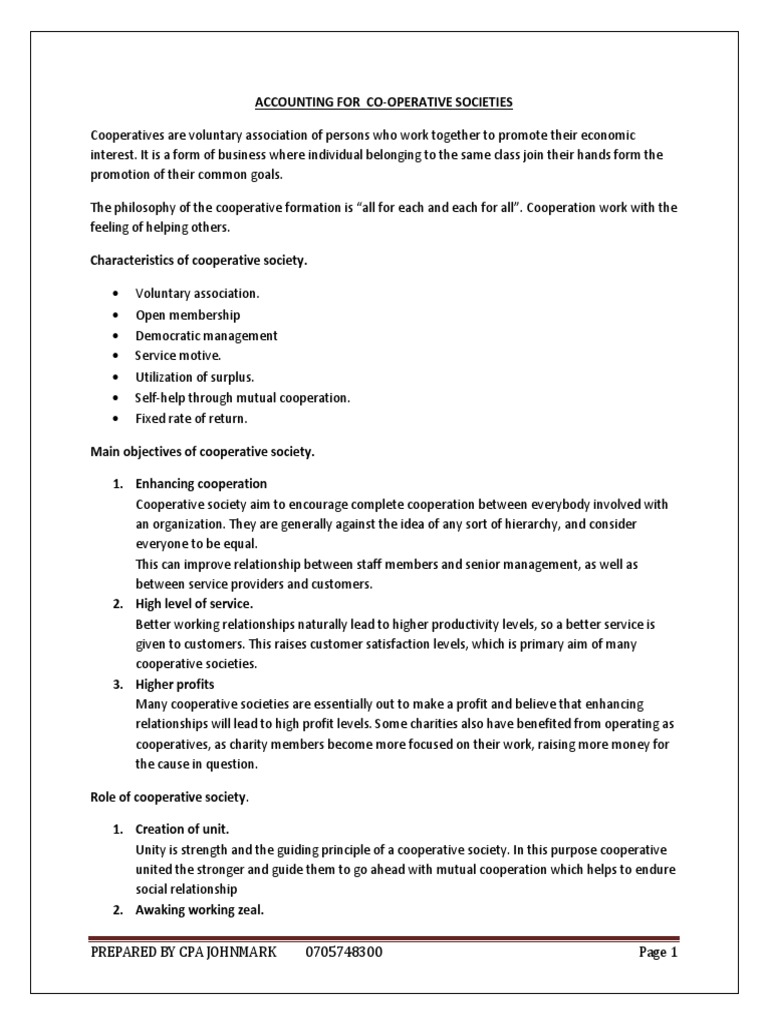 Accounting For Co-Operative Societies | PDF | Cooperative | Dividend