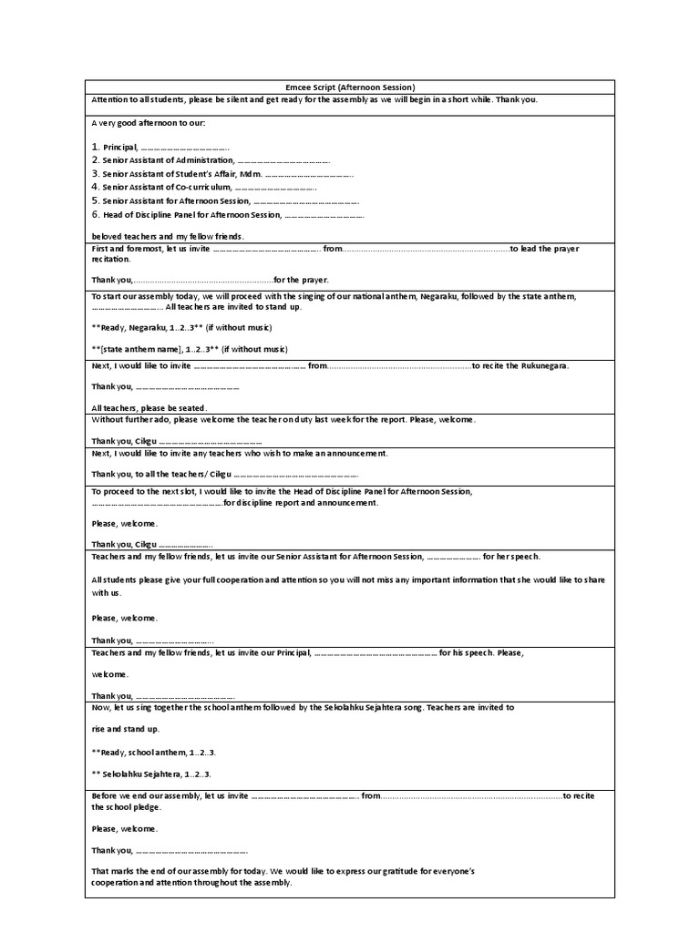 Skrip Emcee (Nov) | PDF