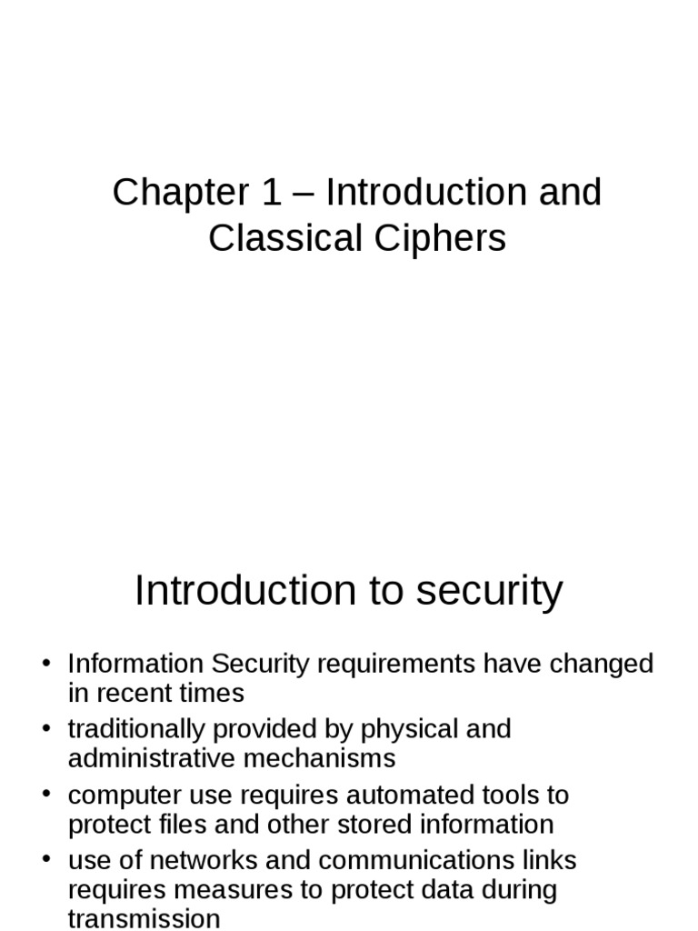 Ch 1introduction And Classical Cipher Pdf Information Security Cipher 