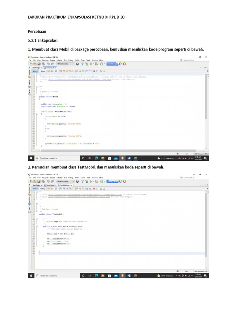Laporan Praktikum Enkapsulasi | PDF | Teknologi & Rekayasa