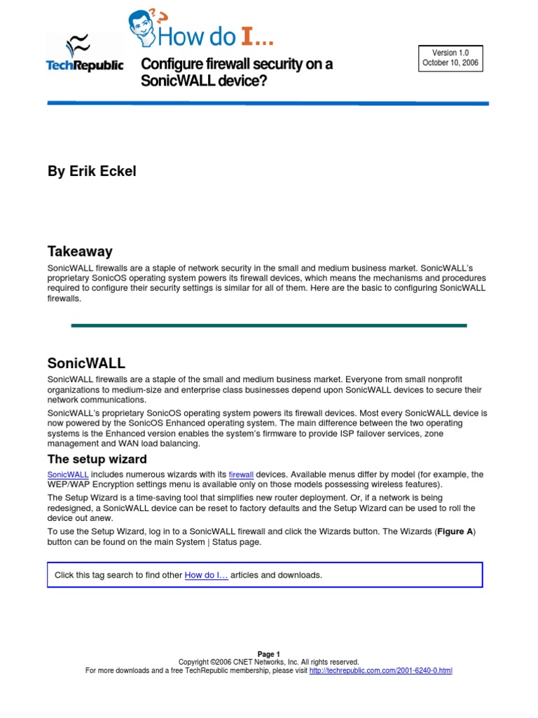 Ee Hdi Configure Sonicwall Firewalls | PDF | Firewall (Computing) | Ip Address