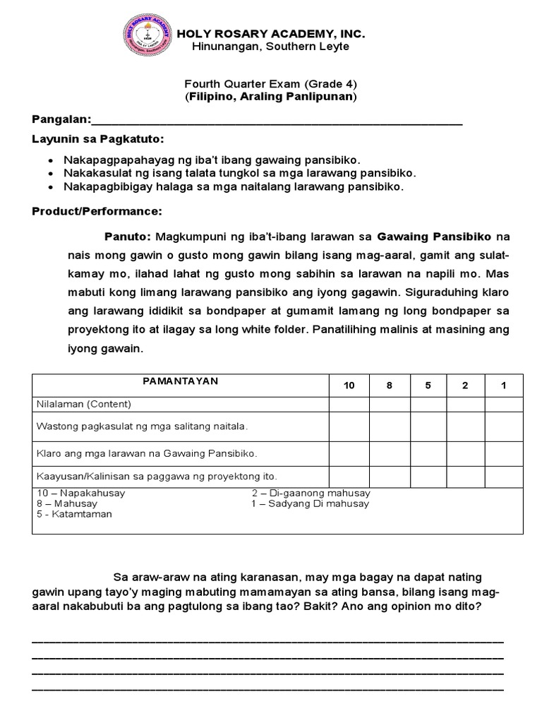 PRODUCT Fourth QUARTER Grade 4 | PDF
