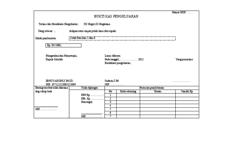 Bukti Kas Pengeluaran | PDF