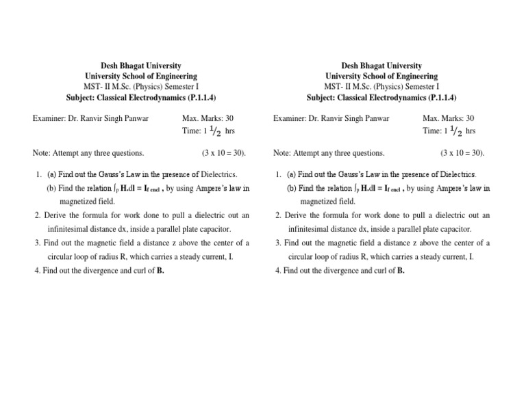 Mst 2 Electrodynamics Pdf