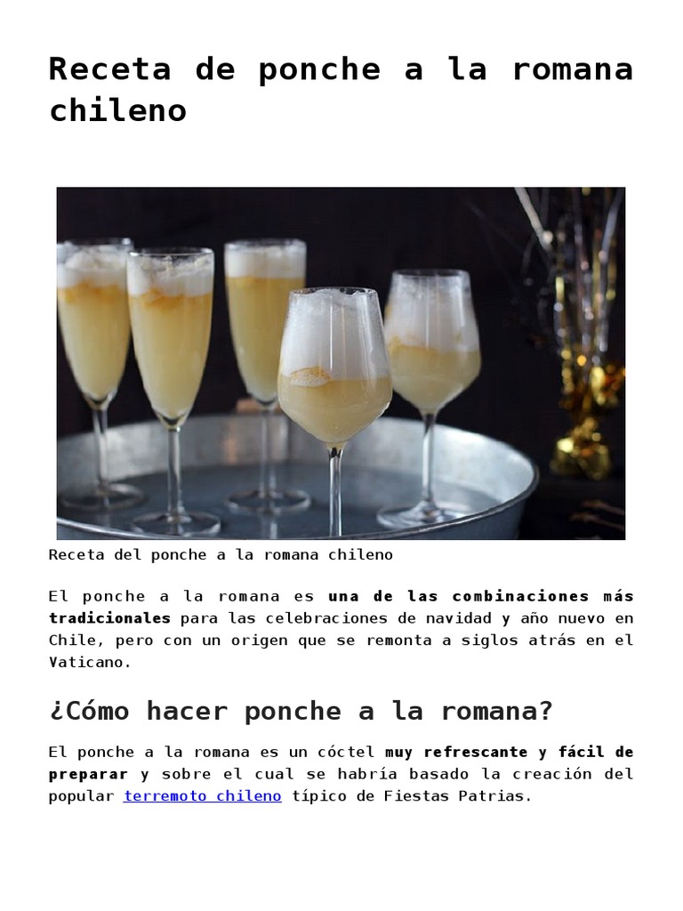 Receta Ponche A La Romana Chileno | PDF