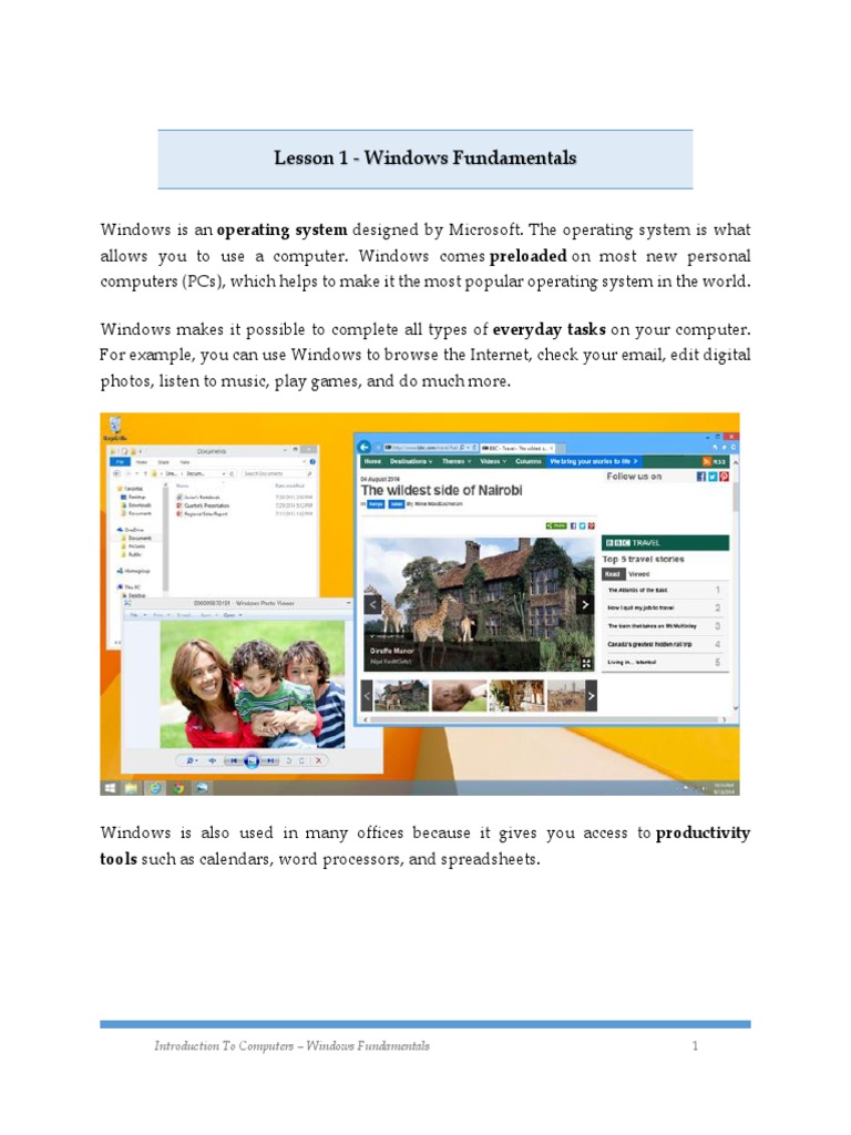 Lesson 1 - Windows Fundamentals | Download Free PDF | Window (Computing) | Microsoft Windows