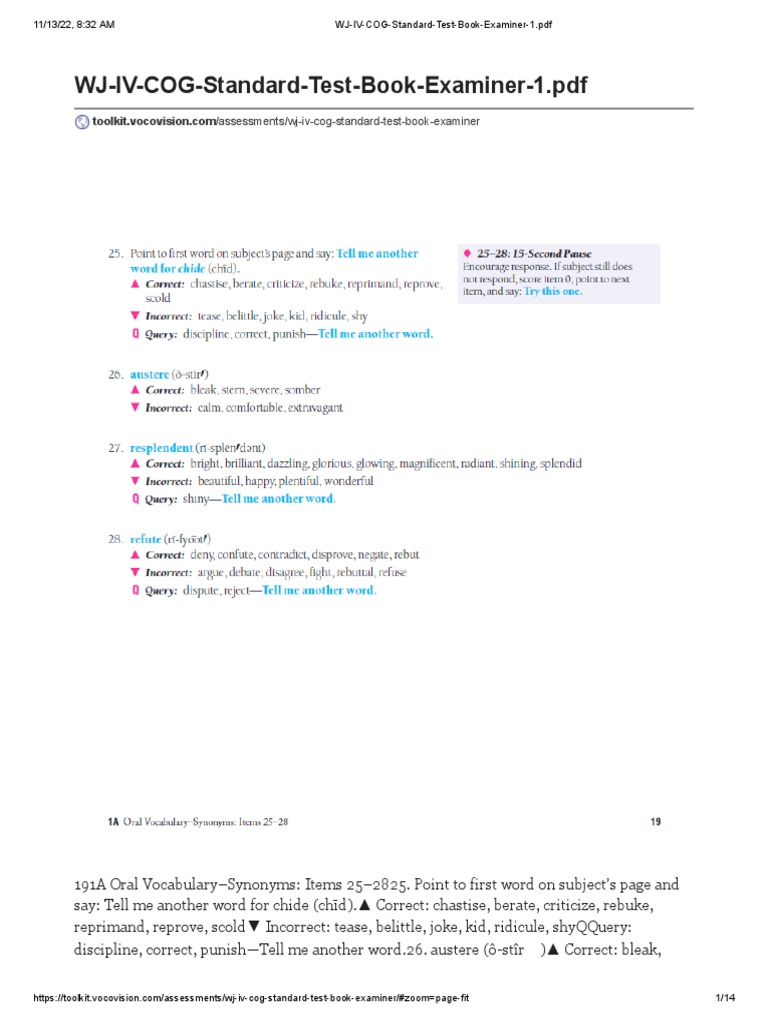 WJ-IV COG Examiner's Manual Overview | PDF | Verb | Language Mechanics