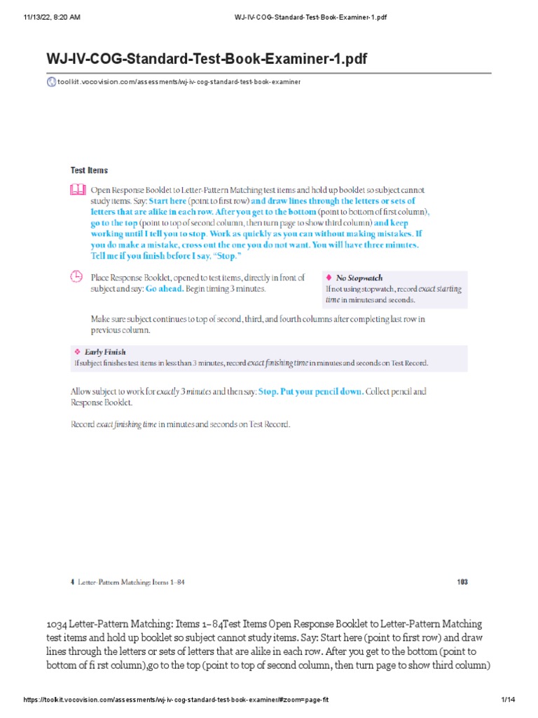 SAMPLE WJ-IV-COG-Standard-Test-Book-Examiner-1 | Download Free PDF ...