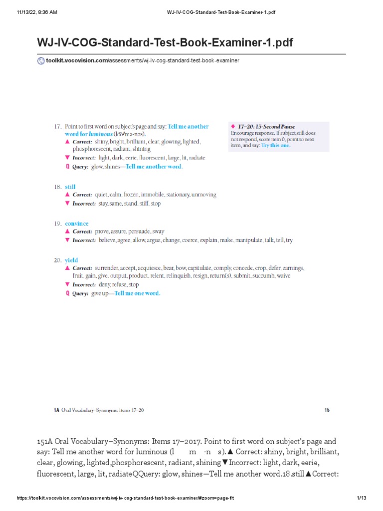 PG 15-33 WJ-IV-COG-Standard-Test-Book-Examiner-1 | PDF | English ...