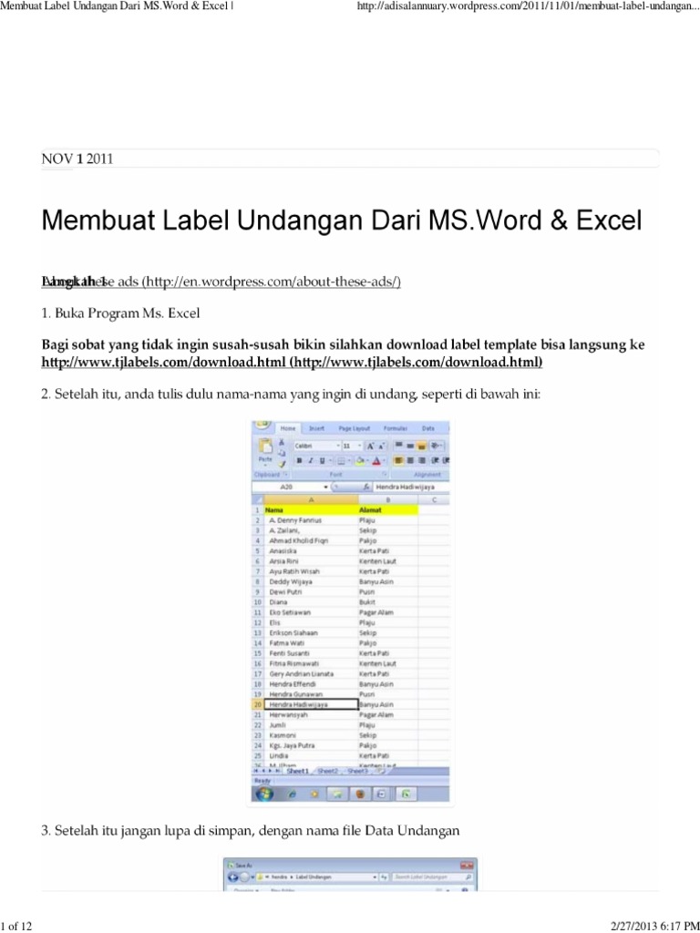 Cara Membuat Label Undangan di Word | PDF