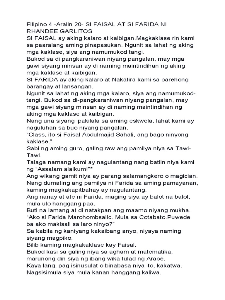 Si Faisal at Si Farida Ni Rhandee Garlitos | PDF