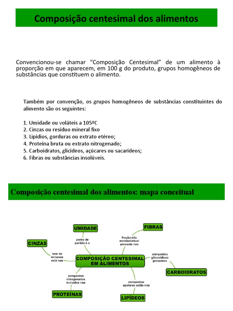 Composição Centesimal dos Alimentos | PDF | Nutrientes | Alimentos