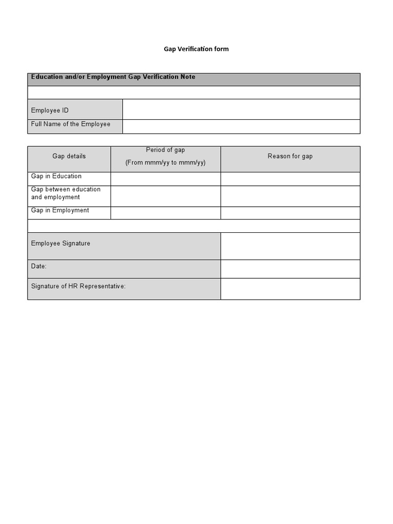 Gap Verification Form | PDF
