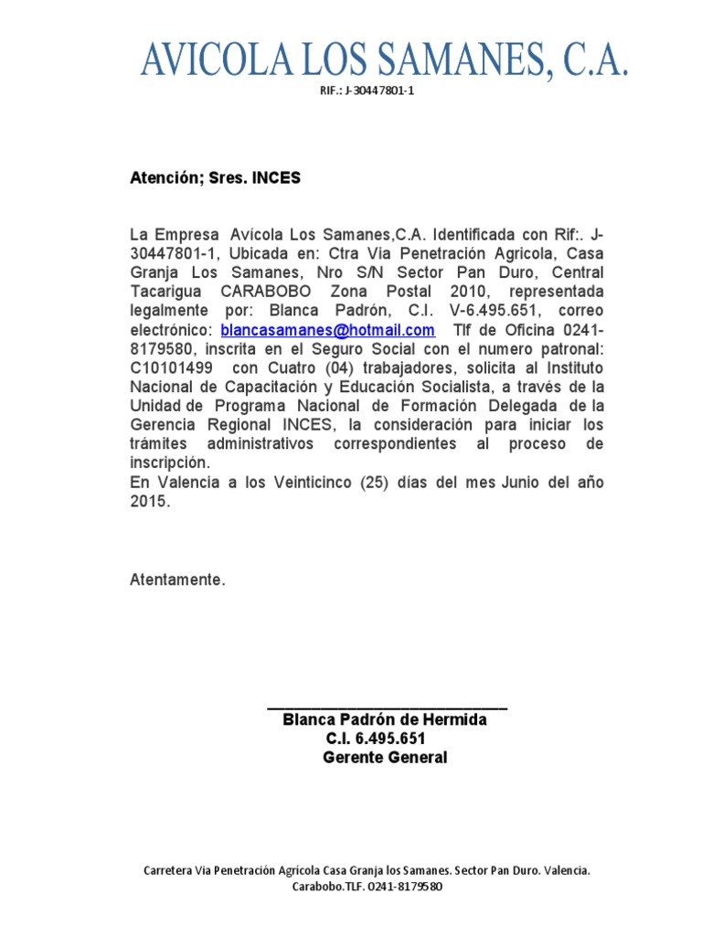 Carta Al Ince | PDF