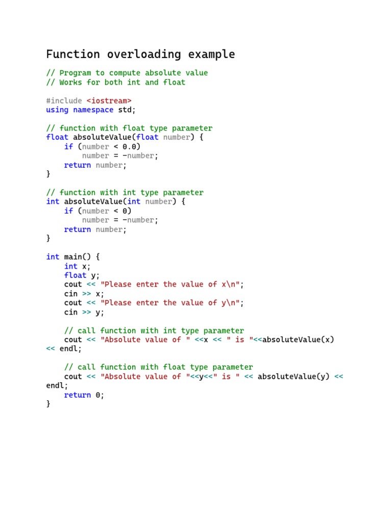 Function Overloading Example Pdf