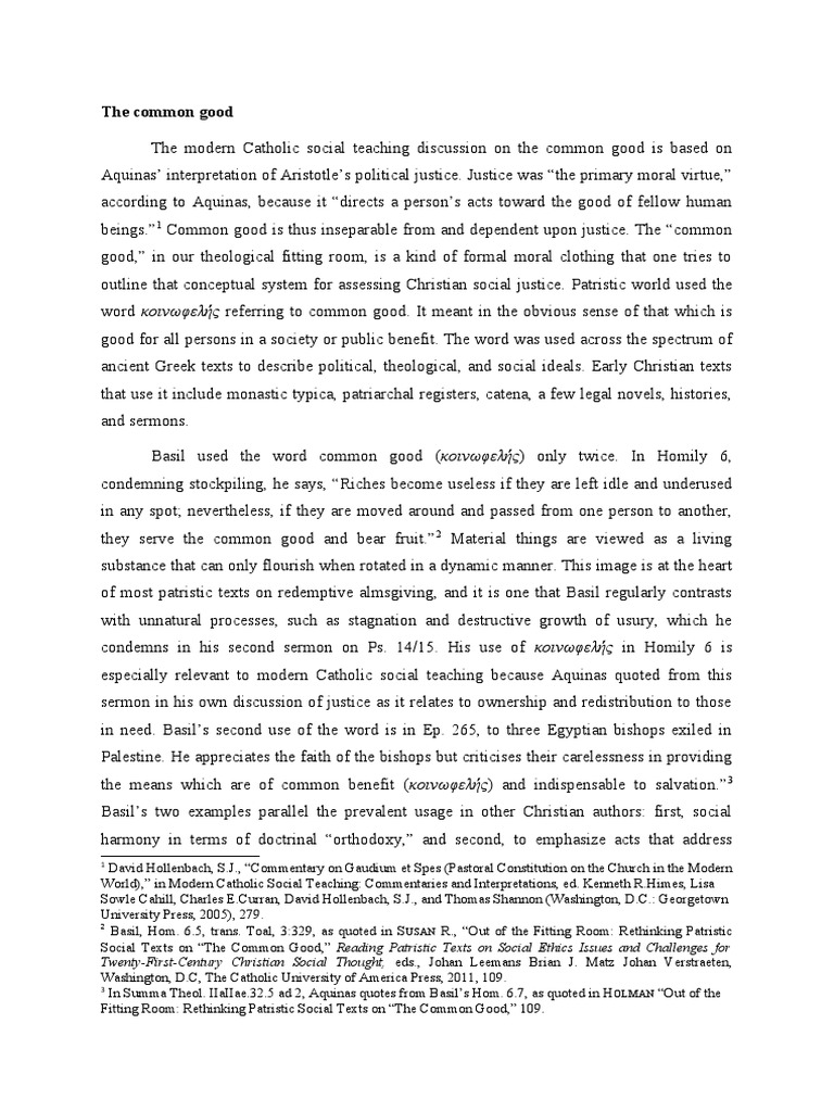 Common Good Draft | PDF | Thomas Aquinas | Church Fathers