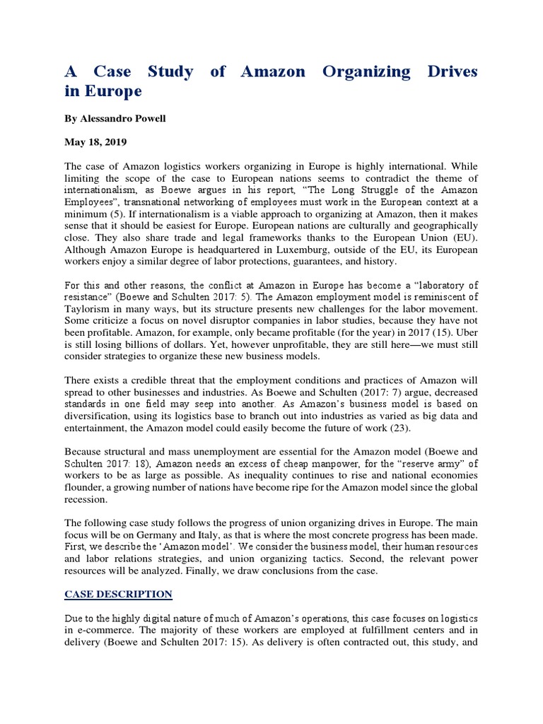Case Study - Amazon Organizing Drives in Europe | PDF | Employment | Strike Action
