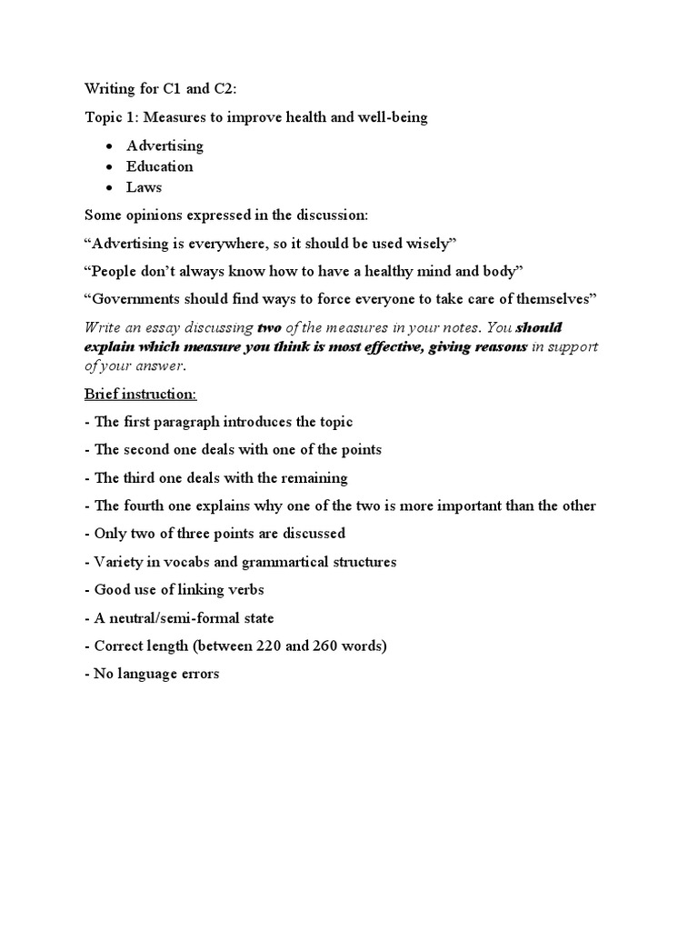 Writing For C1 and C2 | Download Free PDF | Schools | Test (Assessment)