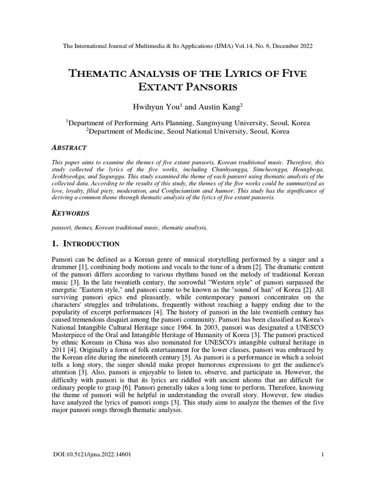 Thematic Analysis of The Lyrics of Five Extant Pansoris | PDF