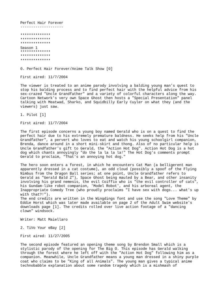 Perfect Hair Forever (Seasons 1-2) - Episode Guide | PDF