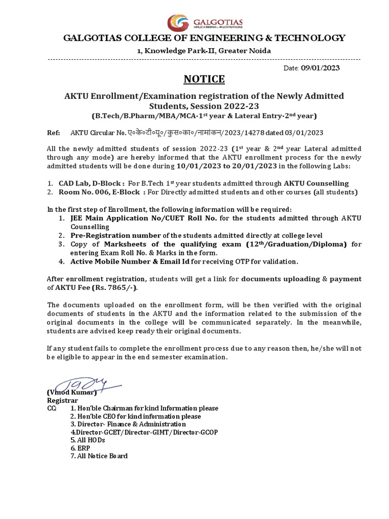 Step-by-step Guide for AKTU Enrollment and Examination Registration ...