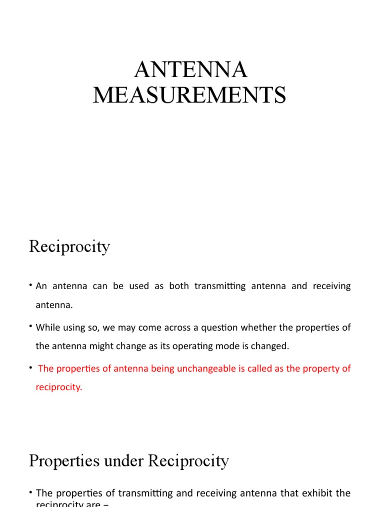UNIT - IV Antenna Measurements | PDF | Antenna (Radio) | Electrodynamics