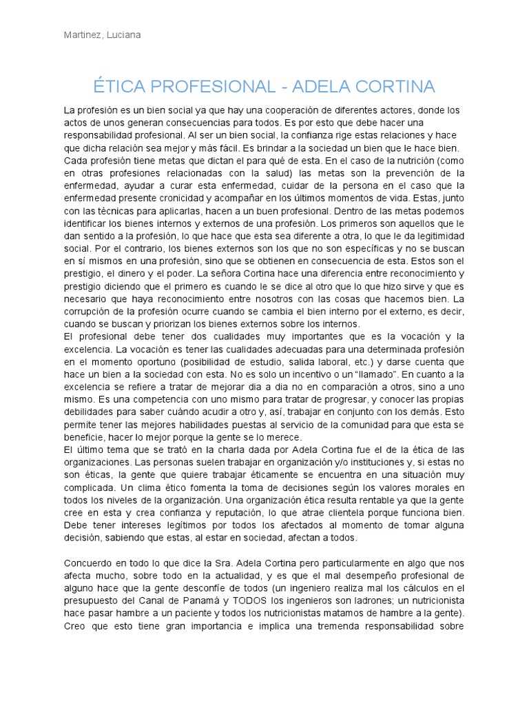 Ética Profesional - ADELA CORTINA | PDF