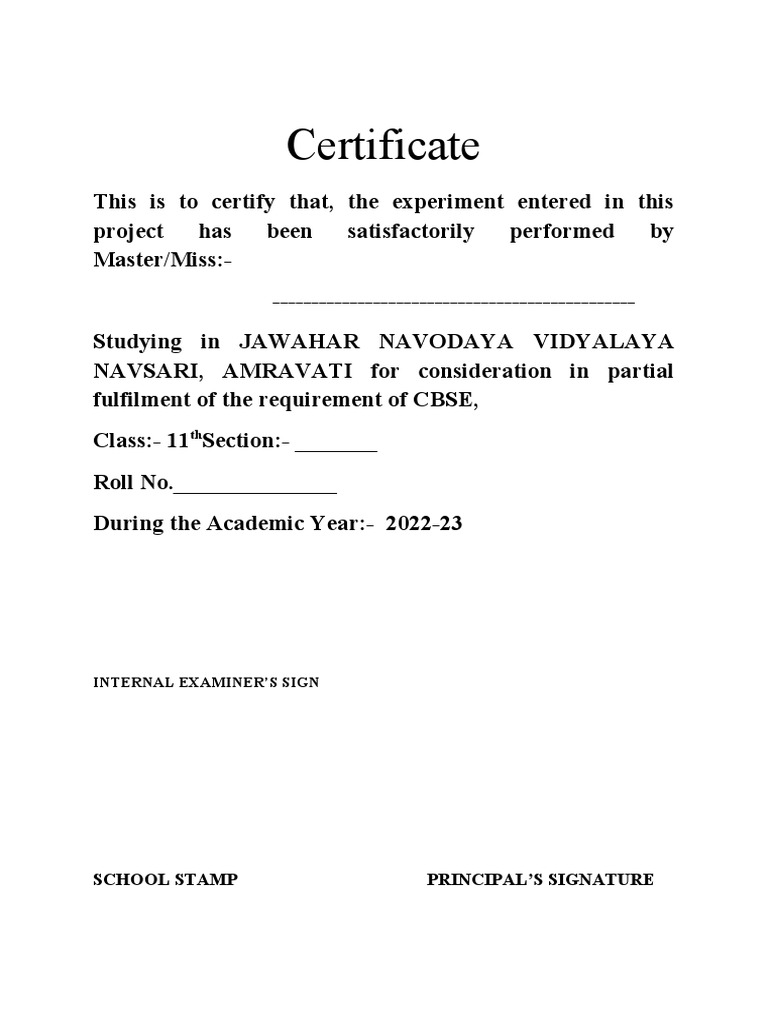 Certificate: School Stamp Principal'S Signature | PDF | Career & Growth