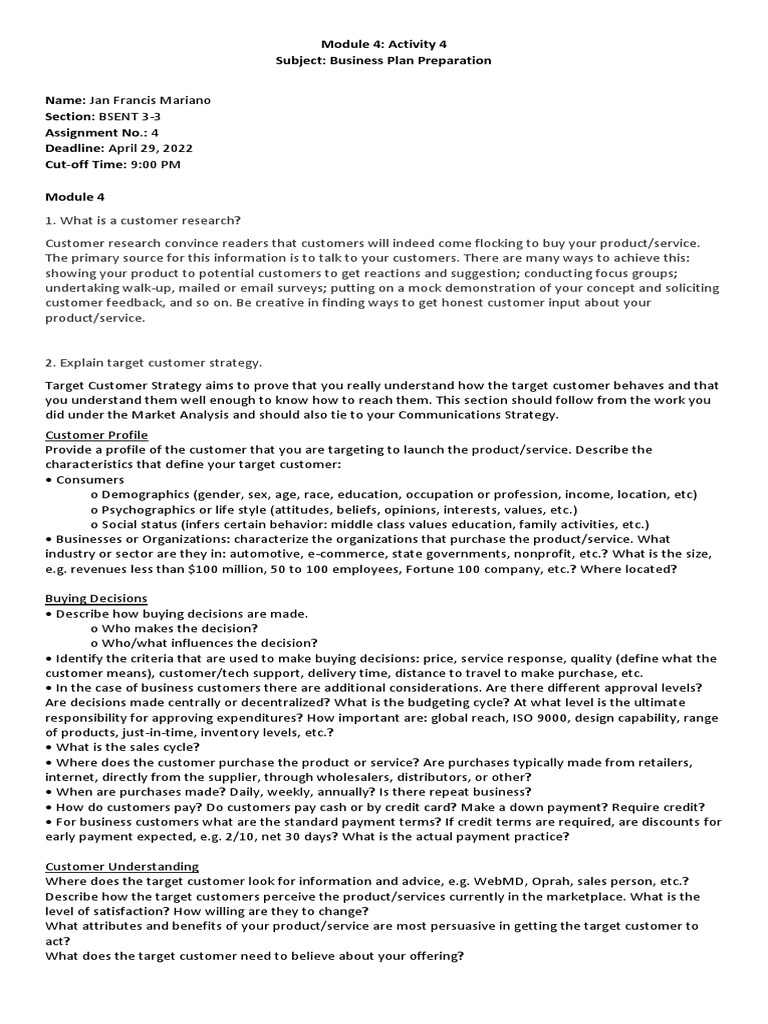 Business Plan Module 4 Activity | PDF | Pricing | Direct Marketing
