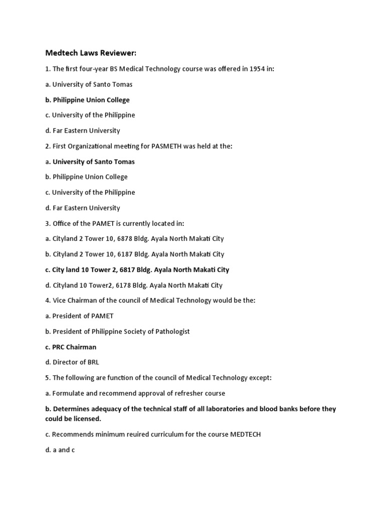 Medtech Laws Reviewer | PDF | Blood Donation | Pathology