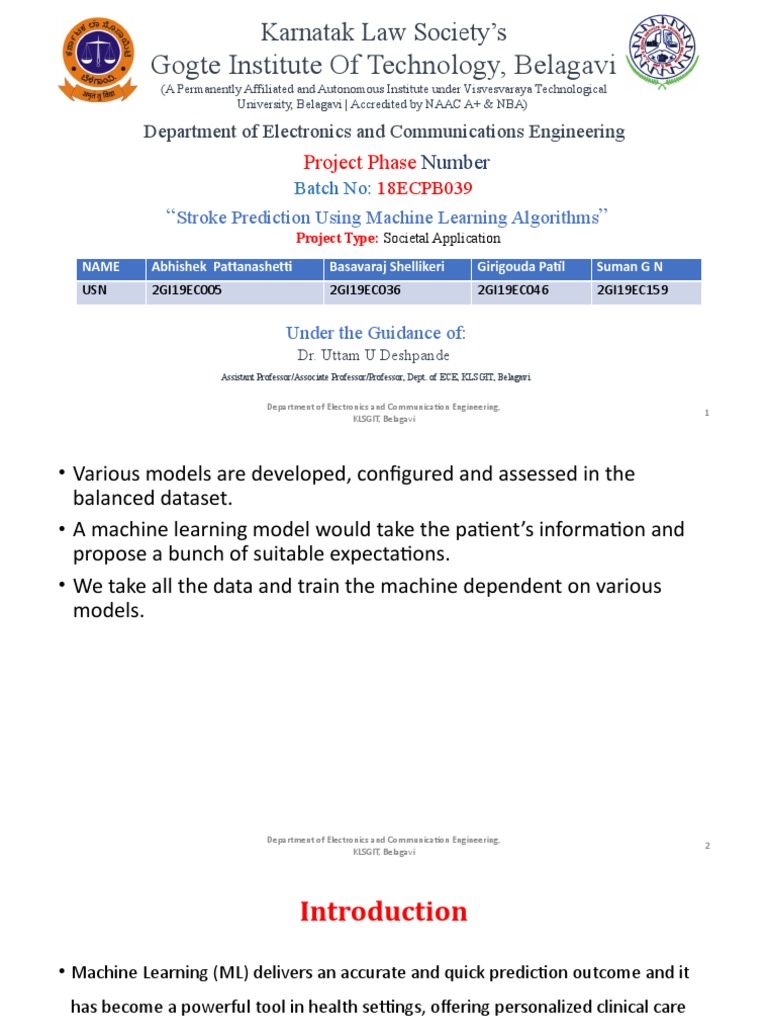 Stroke Prediction Using Machine Learning Algorithms: A Societal Application Project | PDF ...